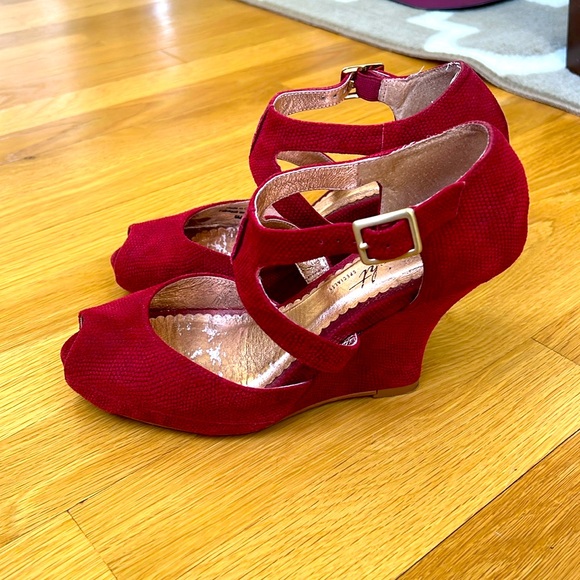 Miss Albright | Shoes | Anthropologie Miss Albright Red Wedge Heels ...